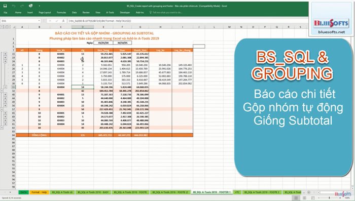 Creating group reports with multiple levels in Excel and A-Tools Lesson 1